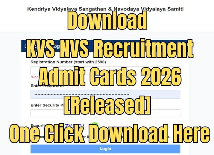 KVS NVS Admit Cards 2026 [Released] For Tier 1 Exam From Jan 10th ...